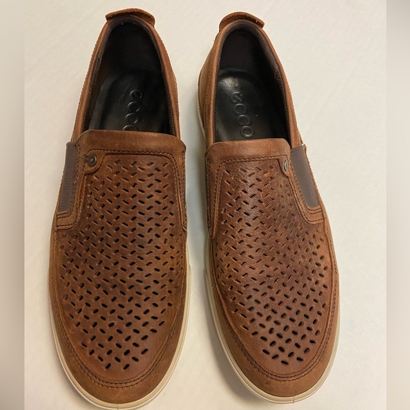 Ecco | Shoes | Ecco Leather Loafers Slip On Mens Perforated | Poshmark